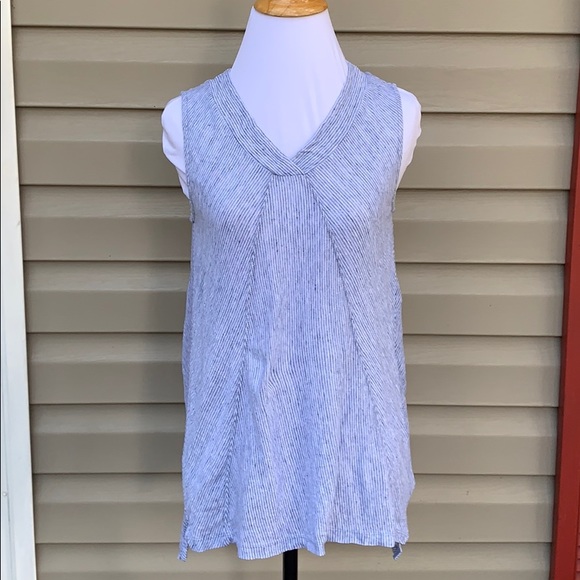 Kenar | Tops | Kenar Womens Denim Bluewhite Pinstripe Blouse 525 | Poshmark